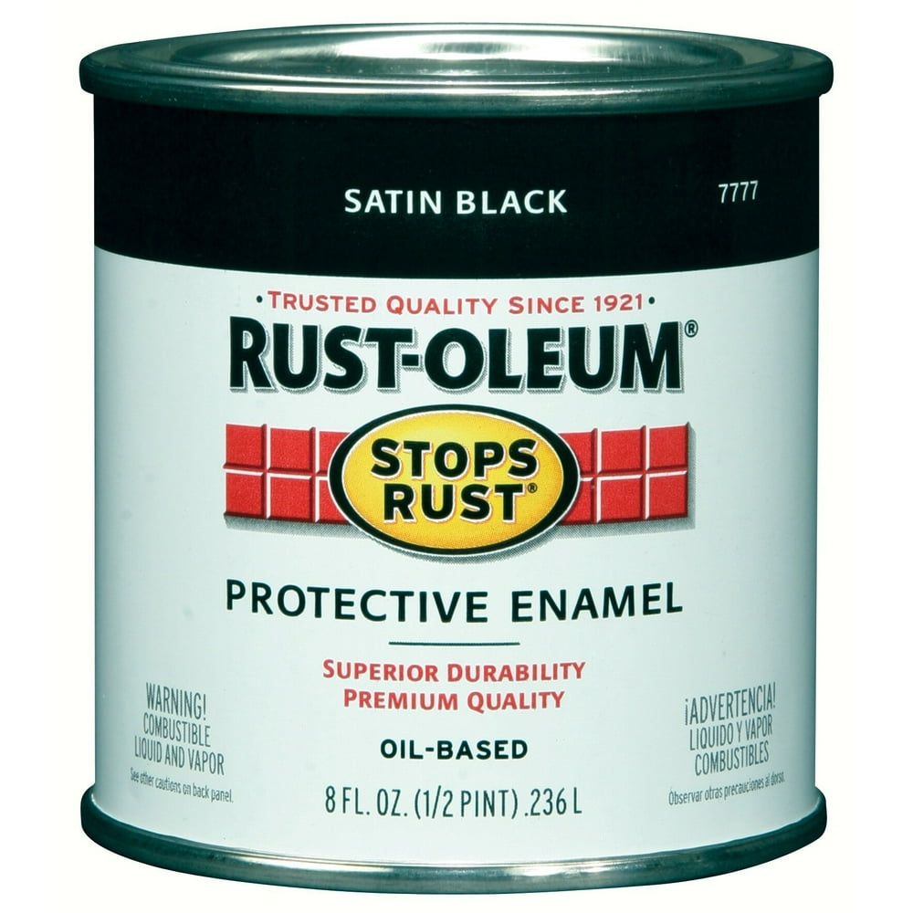 Rustoleum Stops Rust 7777 730 1/2 Pint Satin Black Protective Enamel ...