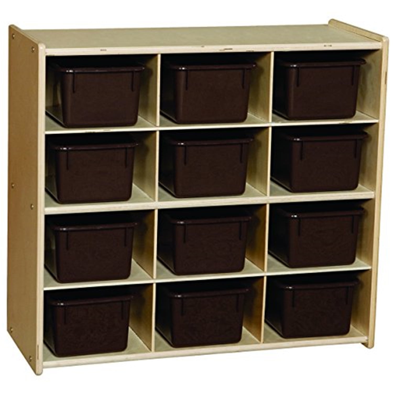 Contender Baltic Birch 12-Cubby Storage Unit w/ Chocolate Tubs ...