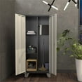 Pemberly Row Metal Broom Storage Cabinet with Rod-Cleaning Tool Storage ...