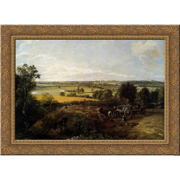 The Stour Valley with the Church of Dedham 24x18 Gold Ornate Wood ...