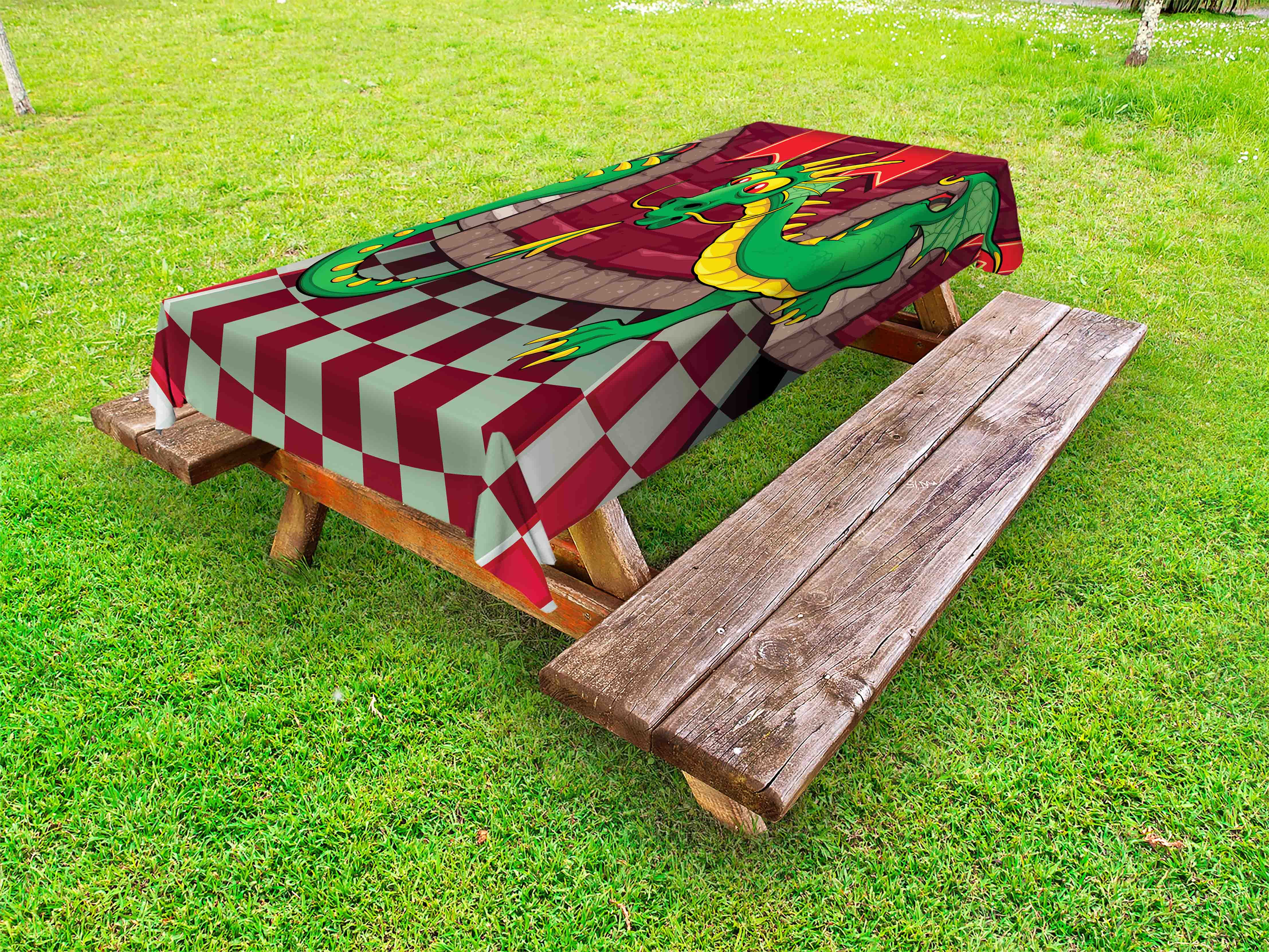 Cartoon Outdoor Tablecloth, Video Game Design inside the Castle with ...