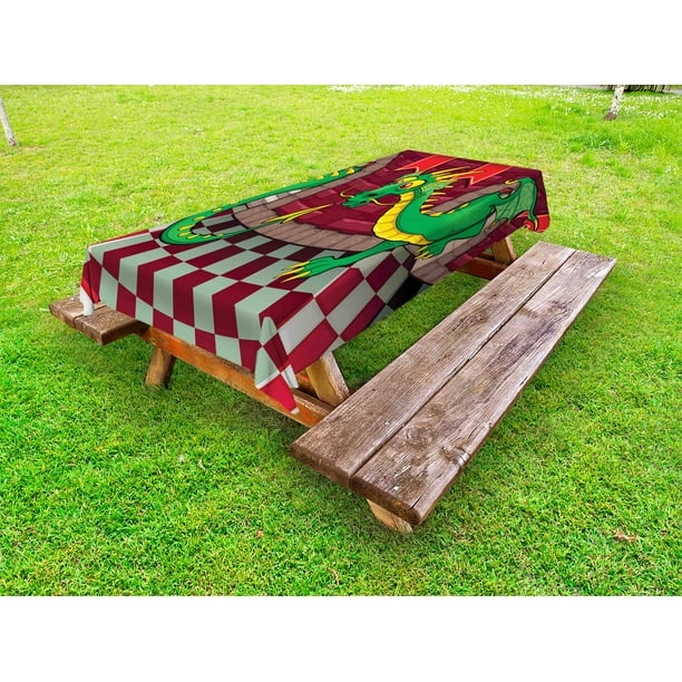 Cartoon Outdoor Tablecloth, Video Game Design inside the Castle with ...