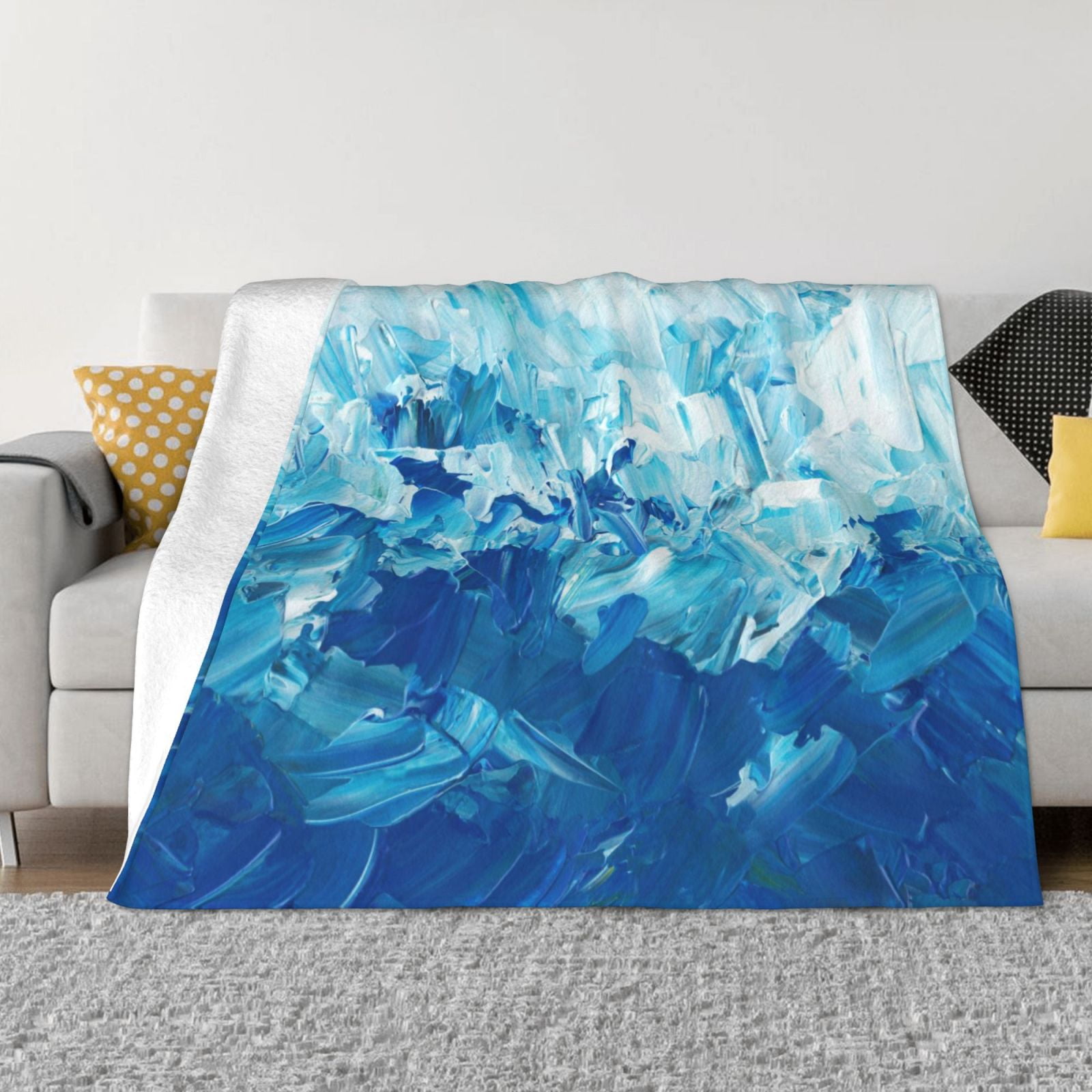 XMXT Throw Blanket, Blue Abstract Texture Machine Washable Blankets for ...