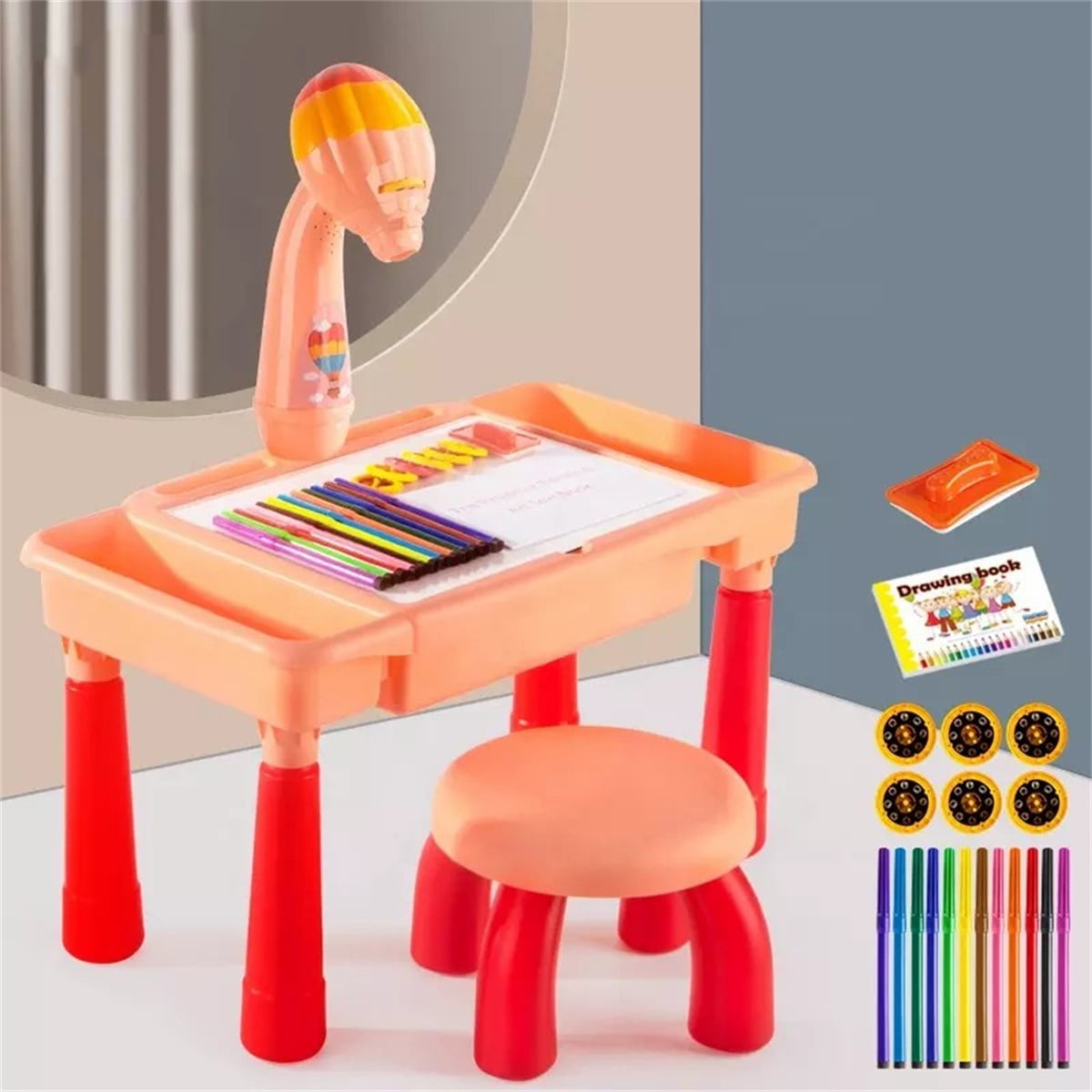 Large Drawing Projector Table with Kids Chair, Kids Projection Drawing ...