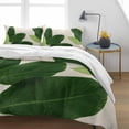 4 Piece Duvet Cover Set Full, Vintage Green Large Banana Leaves Soft ...