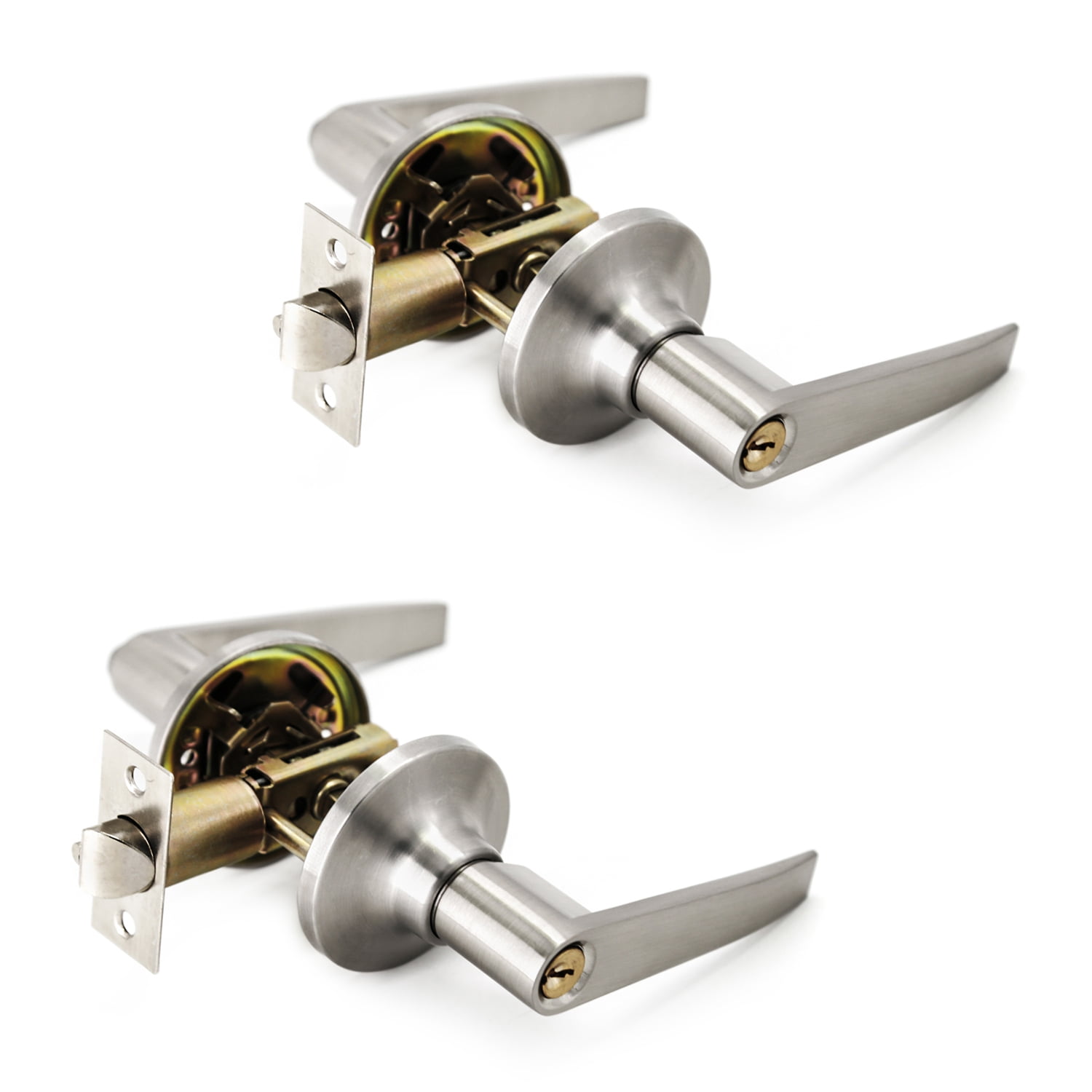 Villar Home Designs Door Lever Lara Satin Nickel Keyed 2 Pack - Walmart.com