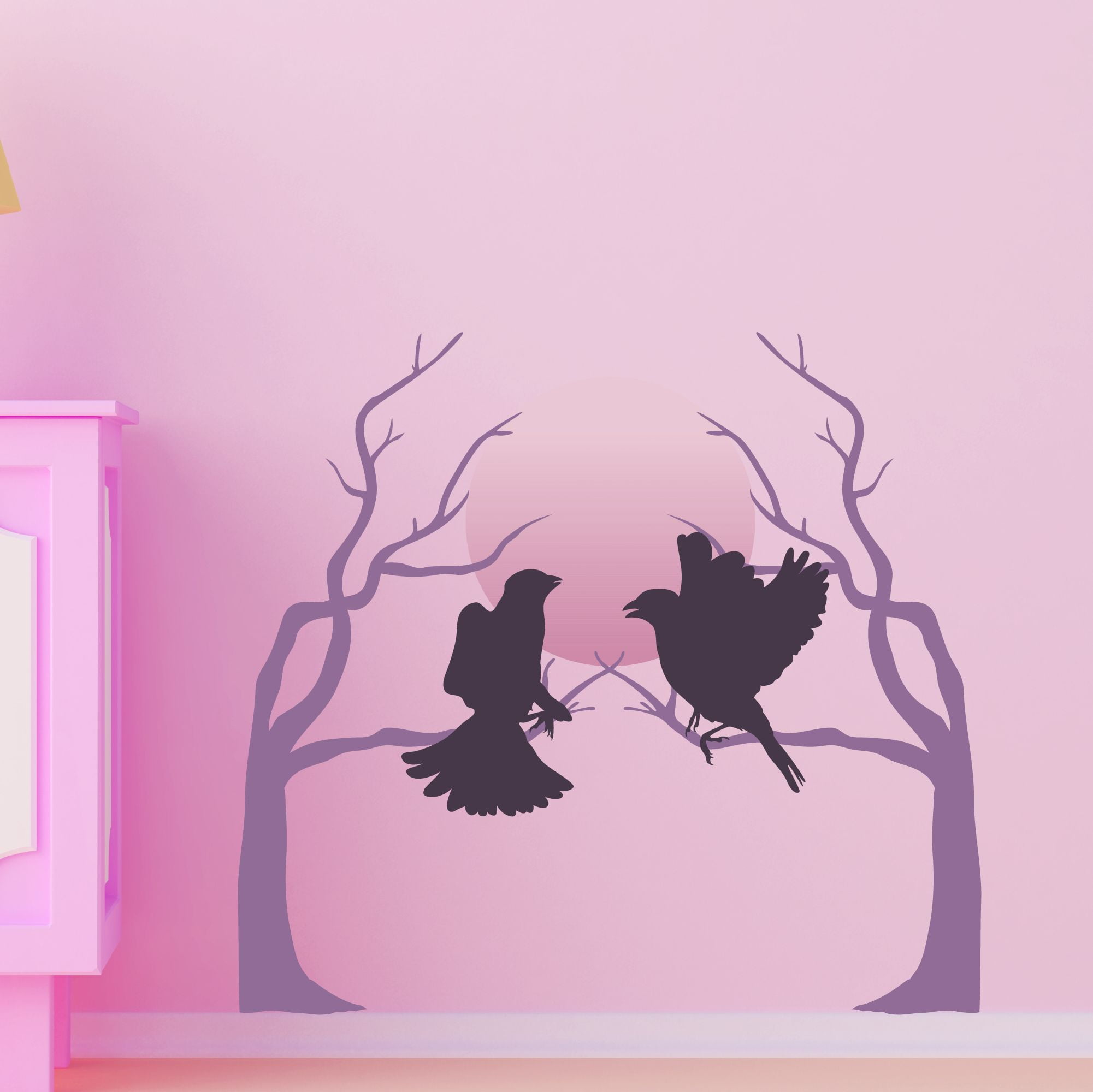 Outdoor Scenes Wall Decal Flapping Birds on a Tree Branch Bedroom Wall ...