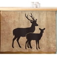 Black Brown Deer Cabinet Curtains 28"W x 35L, Vintage Art Animals ...