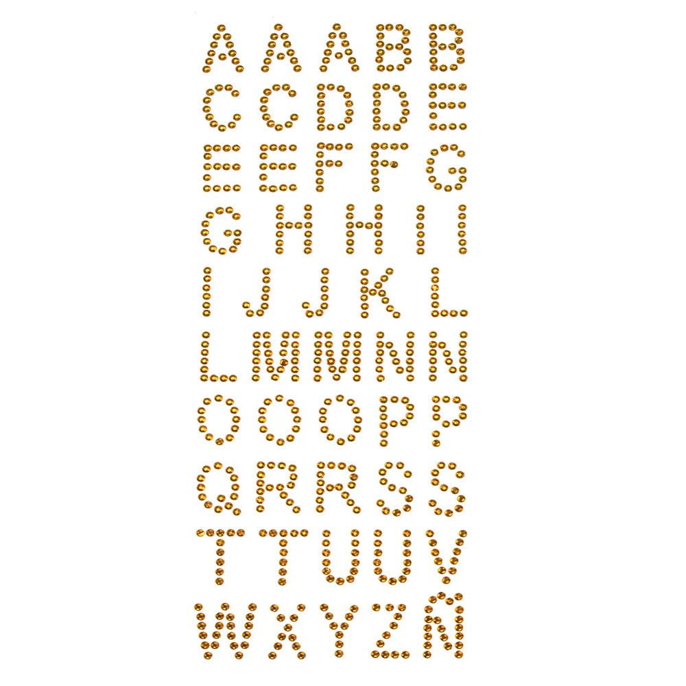 Alphabet Letters Rhinestone Stickers, 1-Inch, 50-Count, Gold - Walmart.com