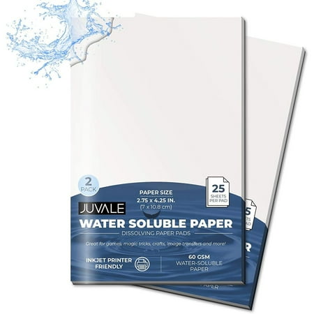 Pack of 2 Water Soluble Dissolving Paper Notepad, 25-Sheet/pad, 2.75" x ...