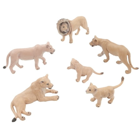 Mini Wild Animals Statue Lions Toys, 6 Pcs Lions Model Set Lifelike ...