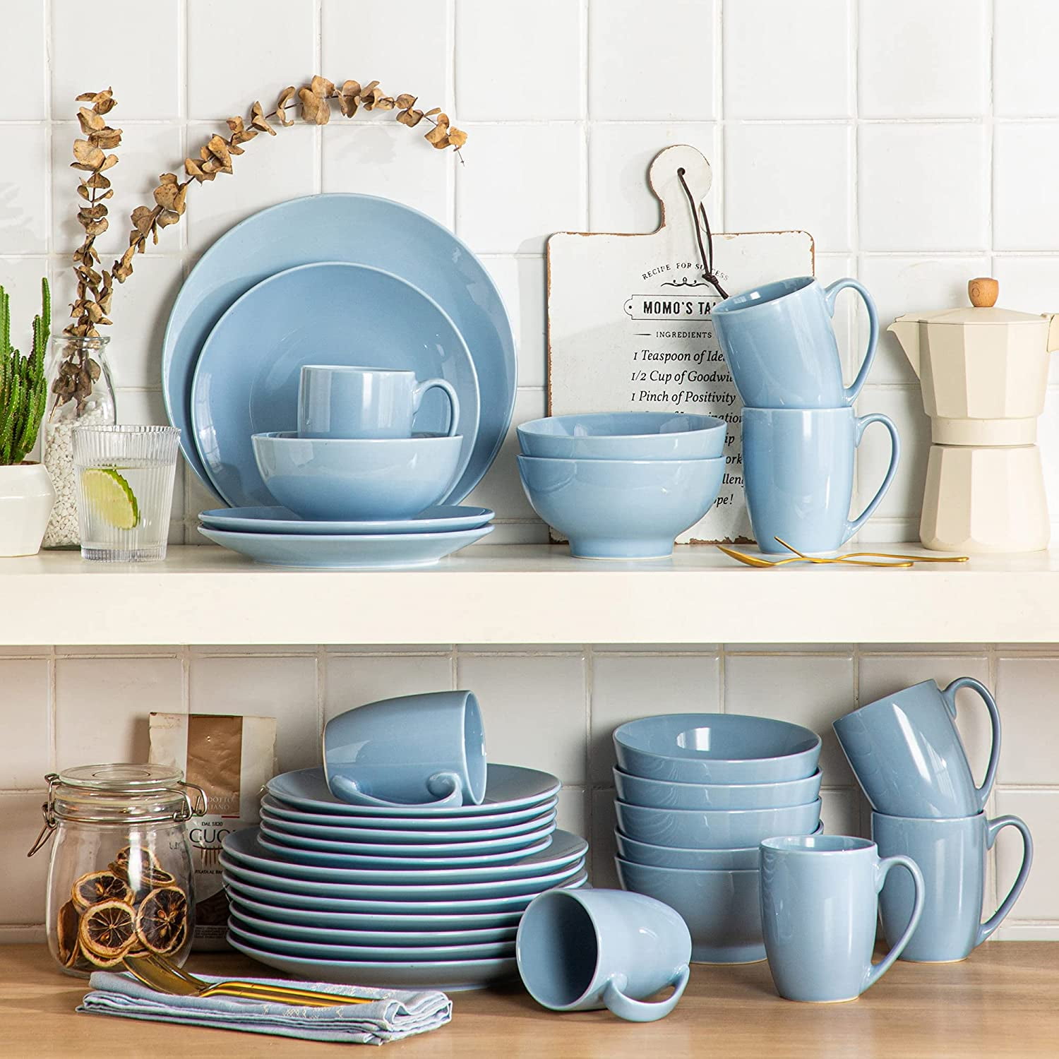 LOVECASA, Series Sweet, 32-Piece Porcelain Dinnerware Set, Light Purple ...