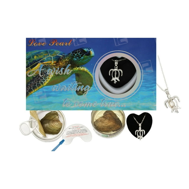 Sea Turtle Pendant with 16" Stainless Steel Necklace Love Wish Pearl ...