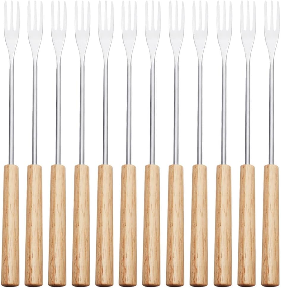 CALLARON 12 Pcs Stainless Steel Fondue Forks, Cheese Fondue Forks with ...