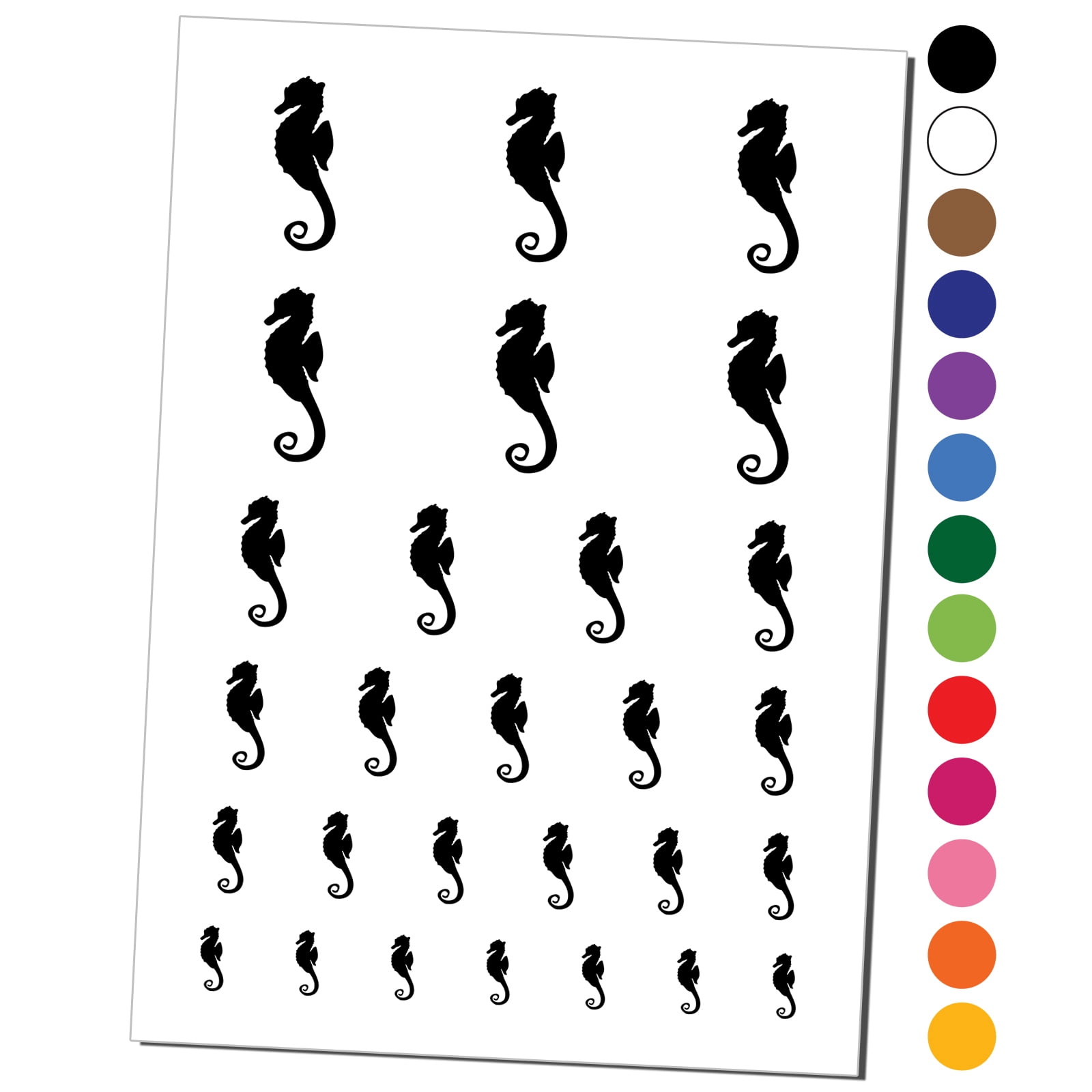 Seahorse Solid Water Resistant Temporary Tattoo Set Fake Body Art ...