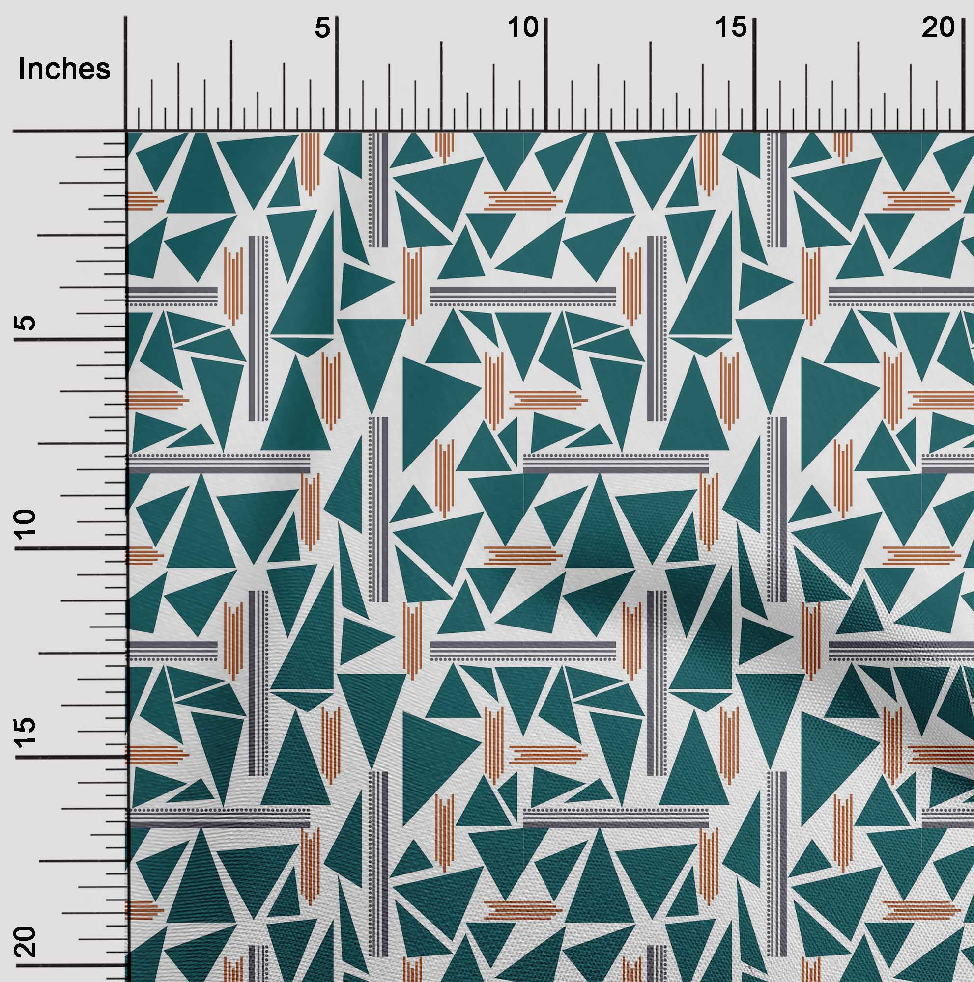 oneOone Silk Tabby Fabric Triangle & Line Geometric Print Fabric By ...