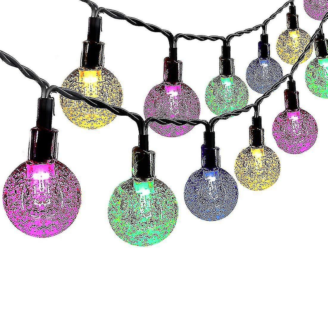 50 Led Solar Light Chain Outdoor, 7m Colorful Crystal Balls Light Chain ...