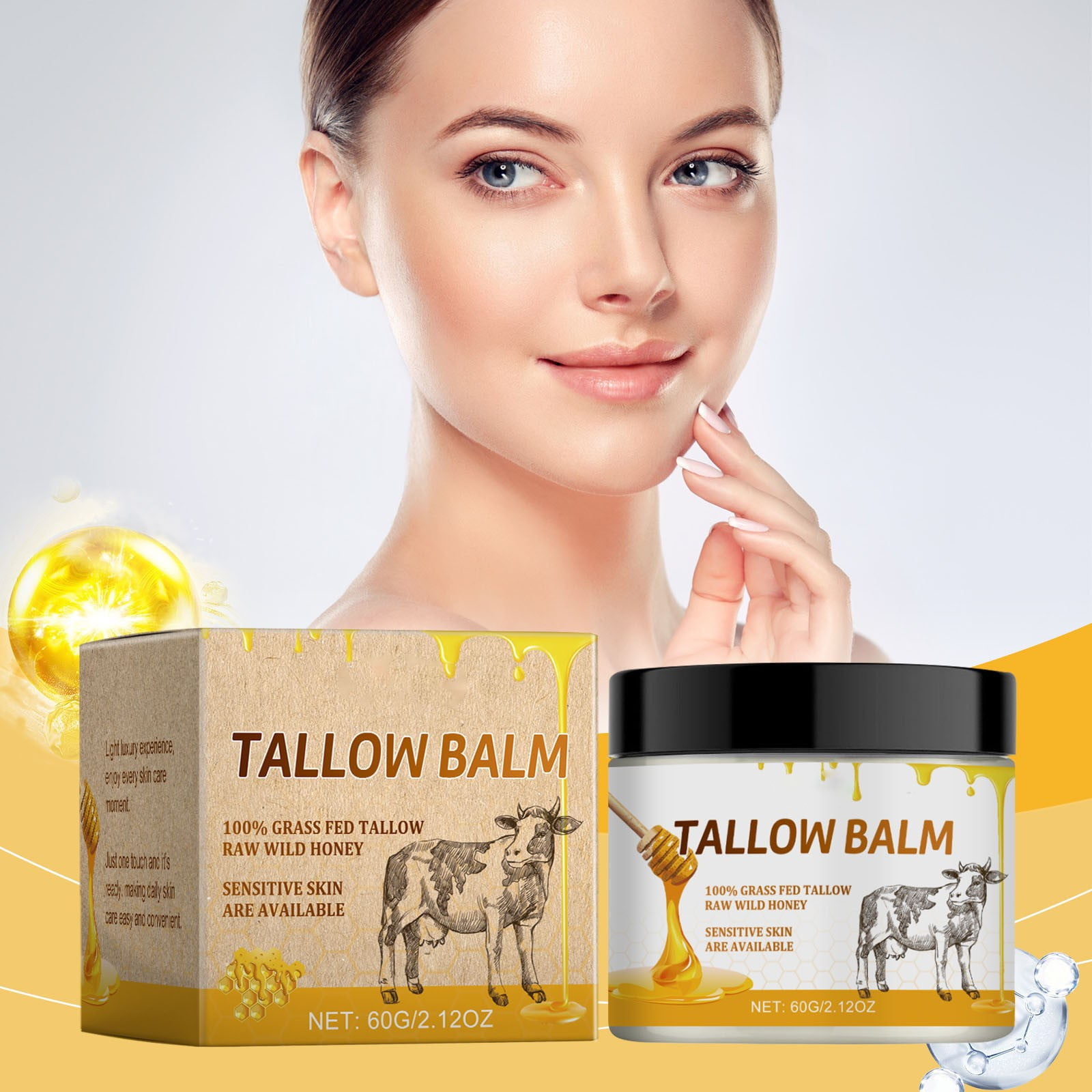 MZCPSYHA Beef Tallow Cream Grass Feed Cow Tallow Balm For Care Face And ...