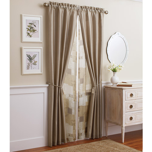 Better Homes and Gardens 6pc Window Set in Faux Silk with Block-Printed ...