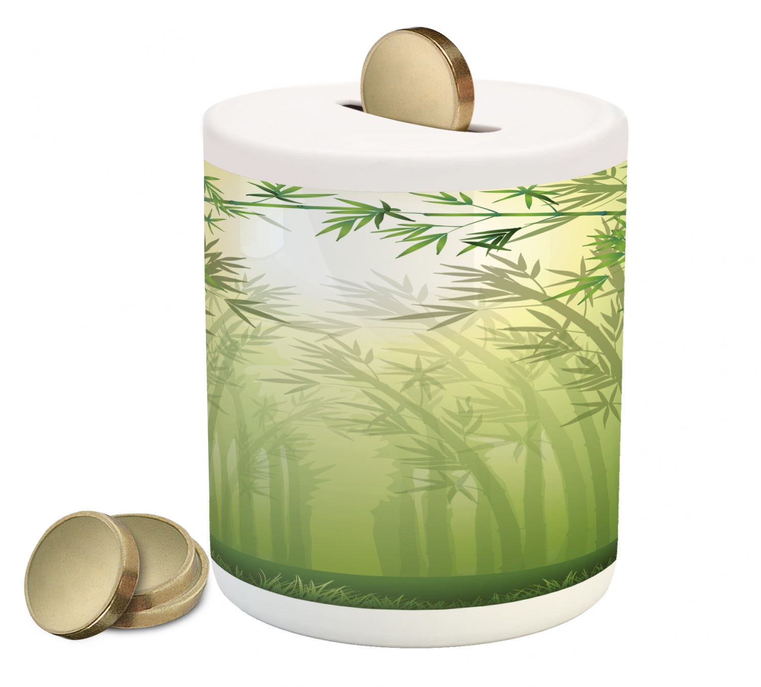 Bamboo Print Piggy Bank, Image of Bamboo Trees in Rain Forest Far ...
