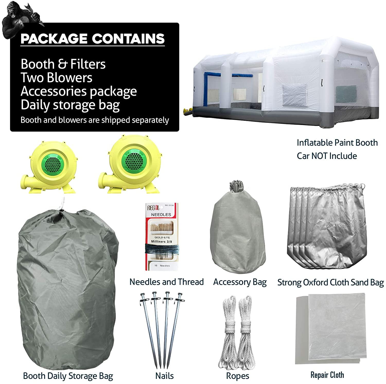 Buy GORILLASPRO Inflatable Paint Booth 33X20X15Ft Inflatable Spray ...