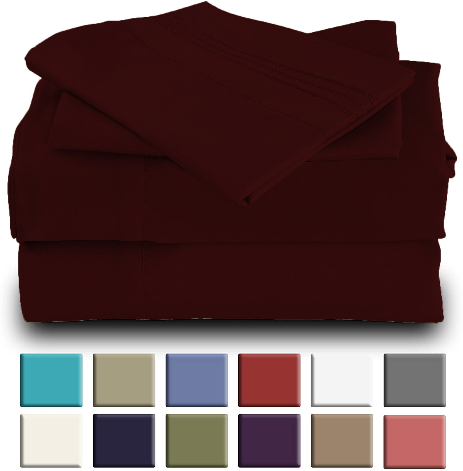 Mutlu Home Goods Rayon Made From Bamboo Sheets Set, Split King Burgundy ...