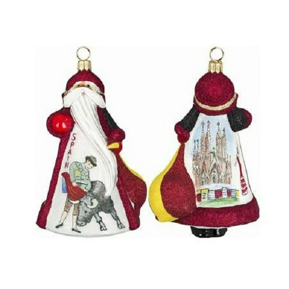 Spanish Santa with Bull Fighter Polish Glass Glitterazzi Christmas ...