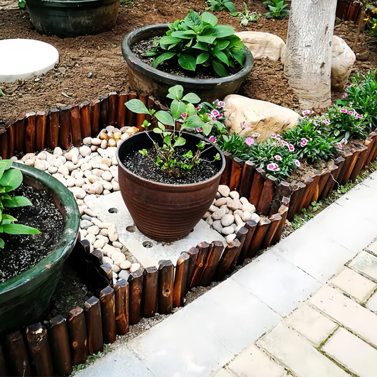 Wood Flower Bed Borders Wooden Willow Garden Lawn Border Edging