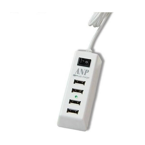 4-Port USB 2.0 Portable Multi-Purpose Charger w/5Ft Power Cord ...