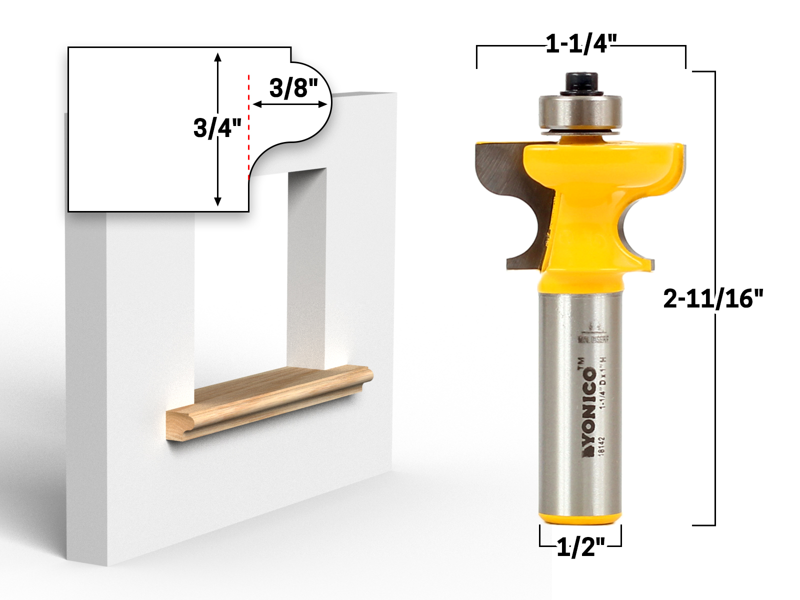 7/8" Window Sill Router Bit - 1/2" Shank - Yonico 18143 - Walmart.com