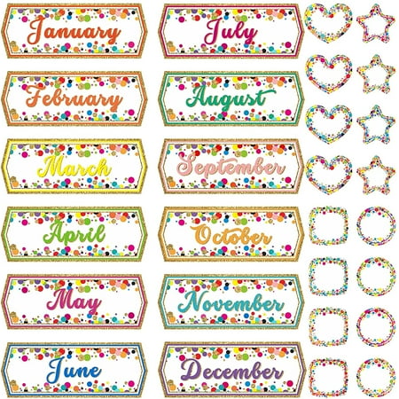 48 Pieces Confetti Monthly Headliners Set, 12 Monthly Headers Monthly ...