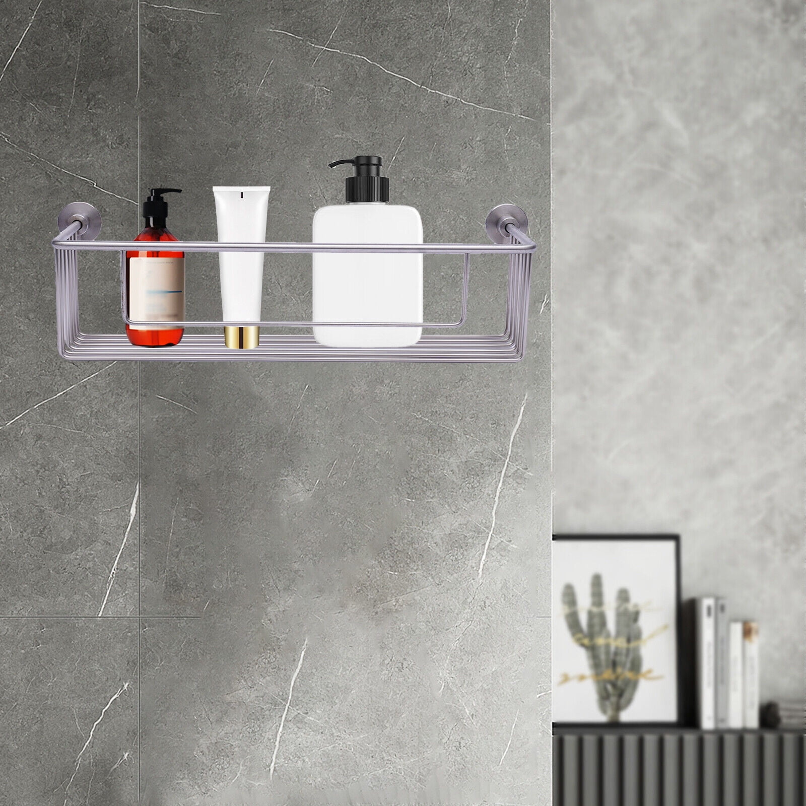 Stainless Steel Bathroom Organizer Shelf Wall-mounted Storage Rack ...
