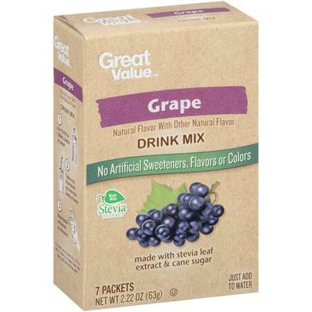 Great Value Grape Drink Mix, 7 count, 2.22 oz - Walmart.com