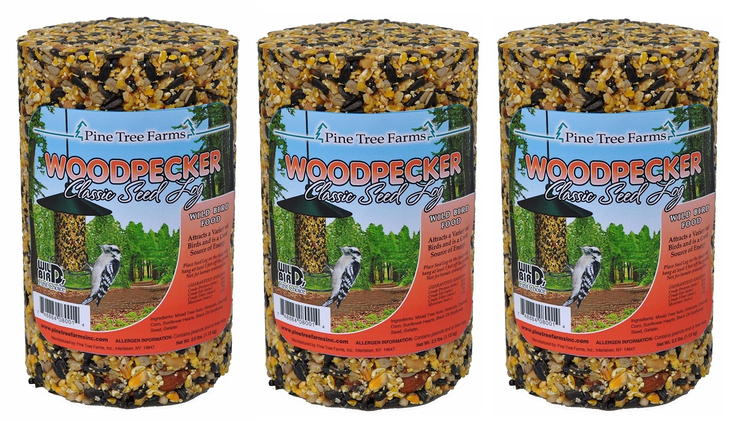 (Pack of 3) Pine Tree Farm Woodpecker Classic Seed Log, 40-Ounce ...