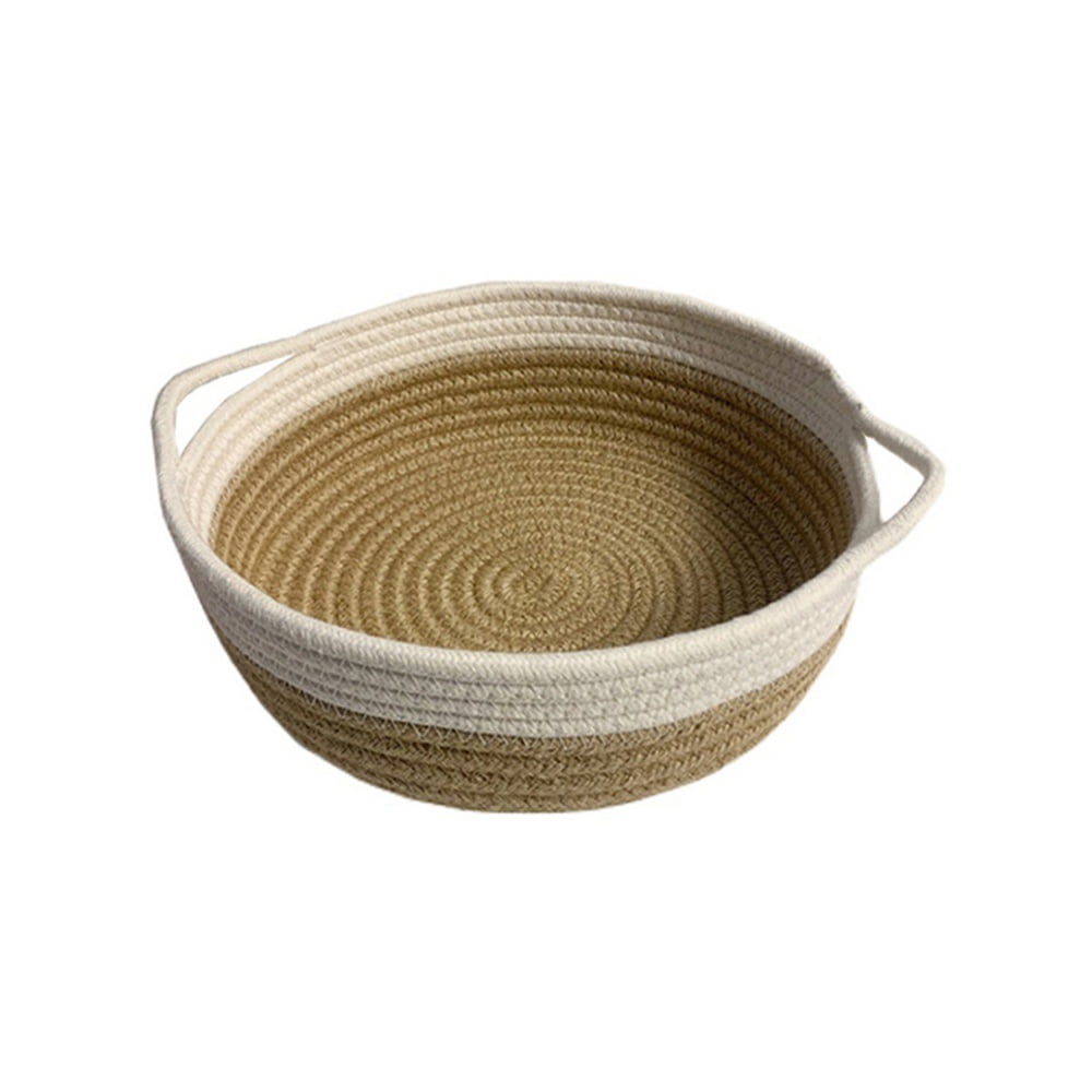 Woven Basket Cotton Rope Bin with Handle, Sturdy Decorative Basket for ...