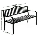 Outdoor Powder Coated Steel Park Bench, Garden Bench with Pop Up Middle ...