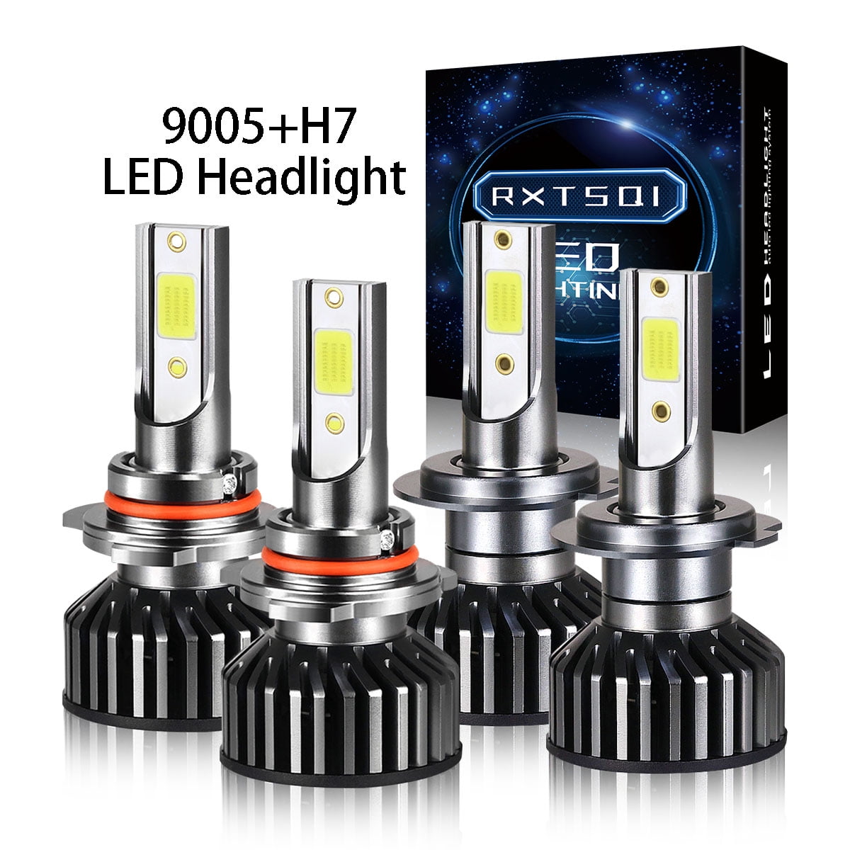 RXTSQI 9005 H7 LED Headlight Bulbs High/Low Kit for Lincoln Town Car 2003-2011 6000K White 4Pcs ...