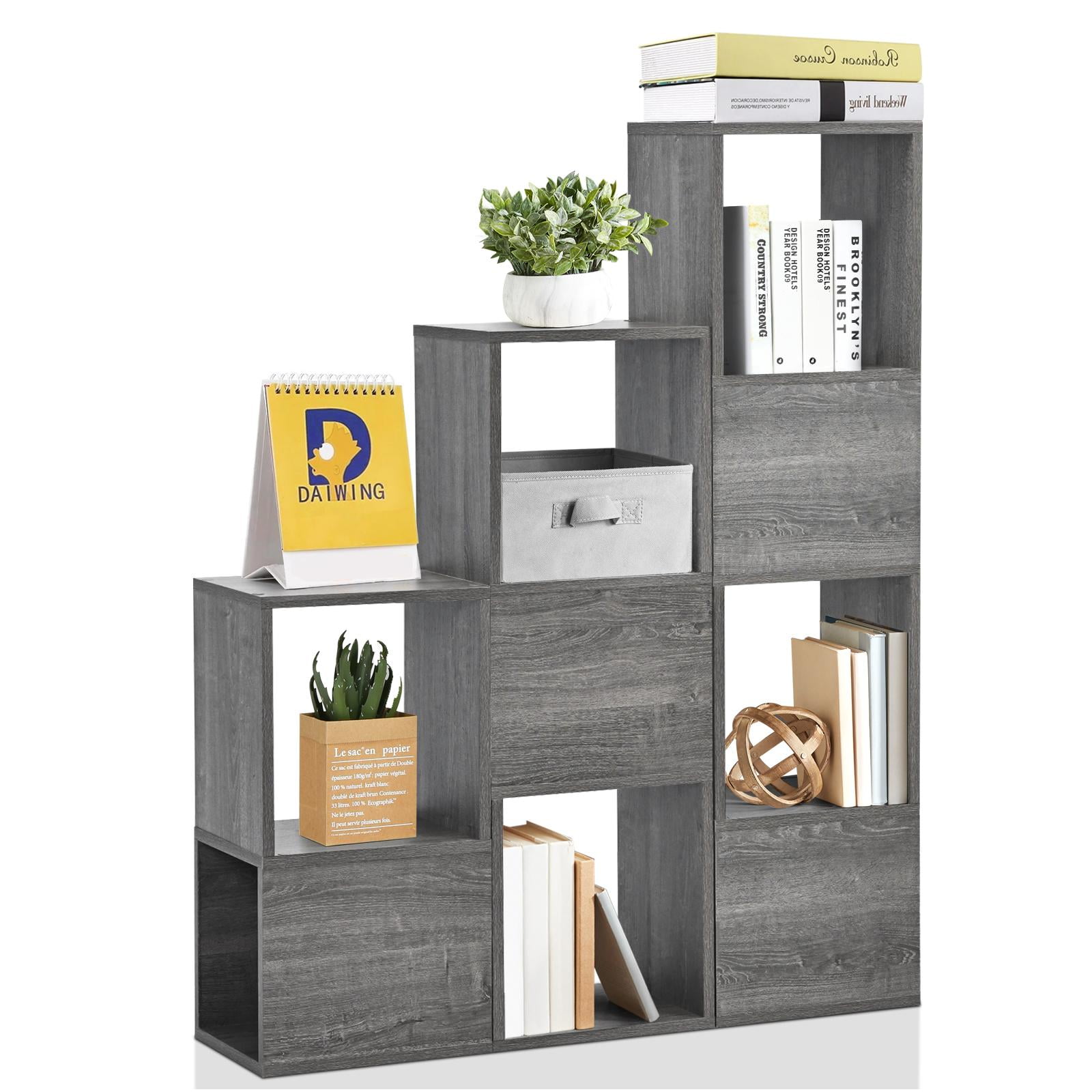 Giantex Wooden Cube Bookcase, Freely Combined Storage Bookshelf w/9 ...
