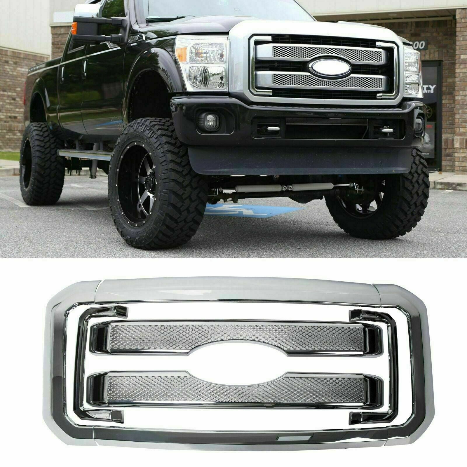 Front Mesh Grille For F250 F350 F450 F550 SuperDuty Chrome Grill Covers ...