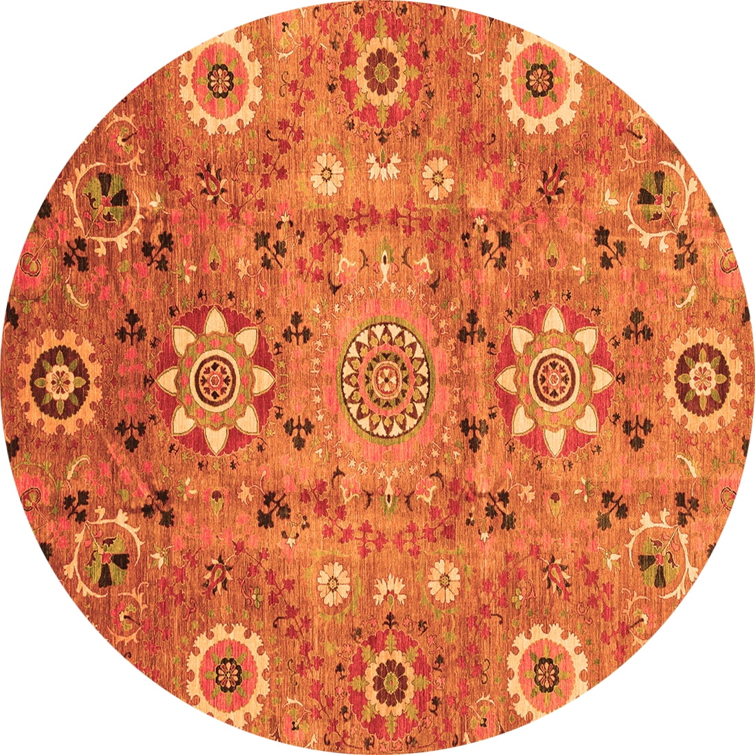 Ahgly Company Indoor Round Abstract Orange Modern Area Rugs, 6' Round ...