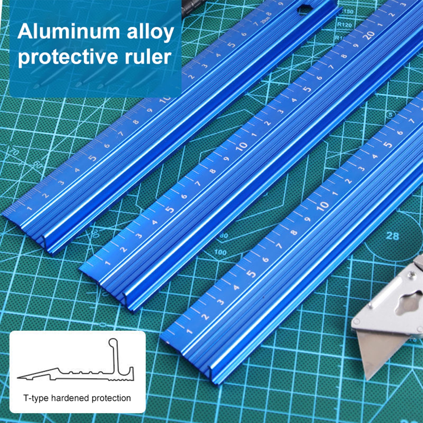 Anti-slip Aluminum Alloy Scribbling Ruler: Rust Resistant, Blue ...