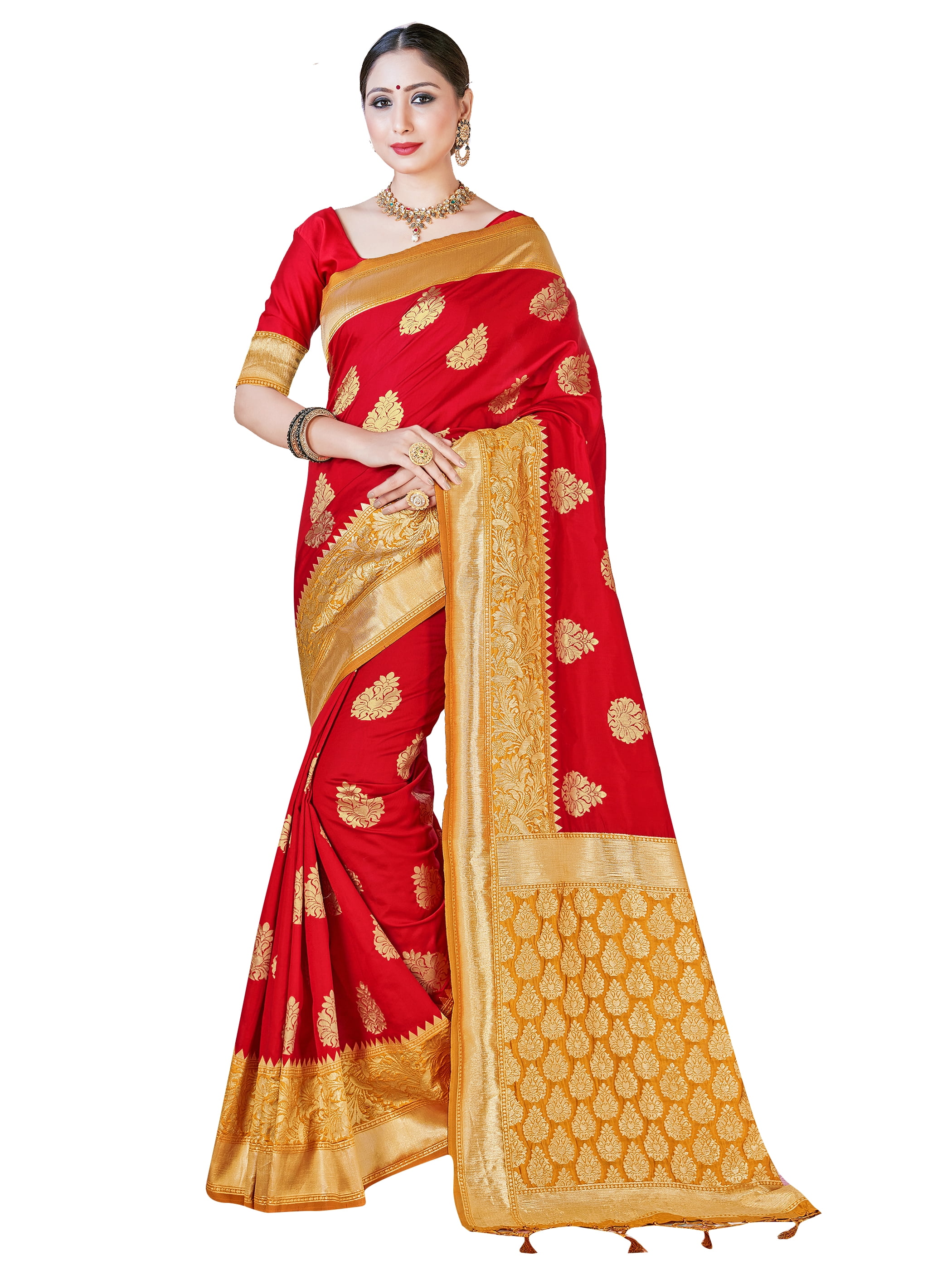 Sarees for Women Banarasi Art Silk Woven Sari - Indian Diwali Gift ...