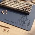 Custom Line Art Leather Desk Mat for Dad, Personalized Photo Office Pad ...