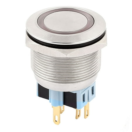 DC 12V 20mm Red LED Light 25mm Mounted Thread NO/NC Momentary Push ...