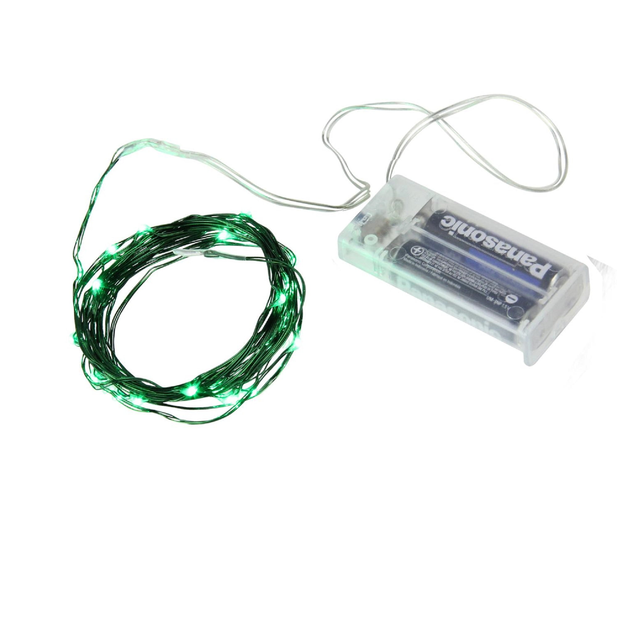 Northlight 30ct Micro Fairy LED Battery Operated String Lights Green ...