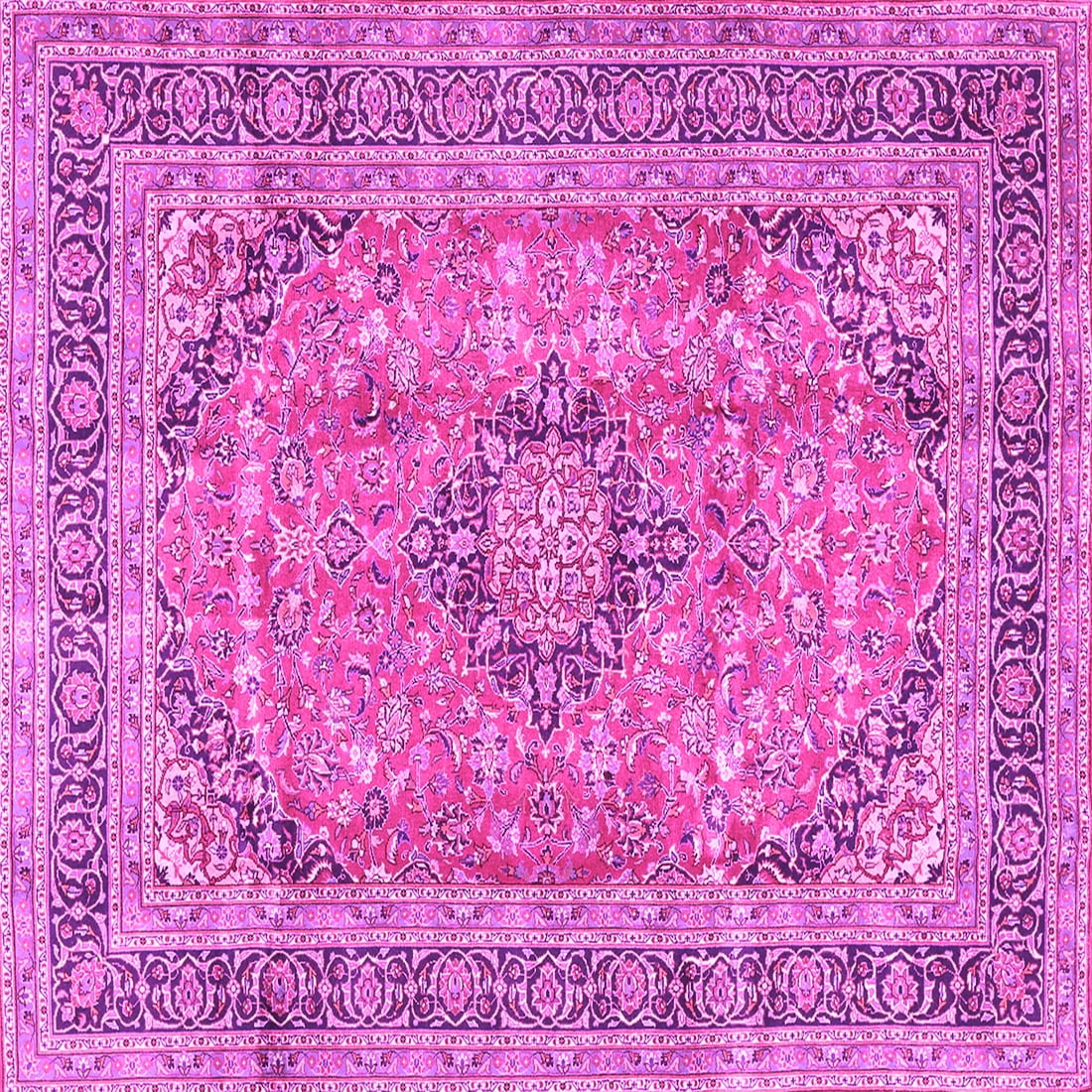 Ahgly Company Indoor Square Medallion Pink Traditional Area Rugs, 6 ...