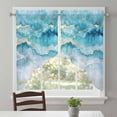 Abstract Waves Sheer Curtains Swag Valances for Windows Spray Beach ...