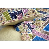 DaDa Bedding Cottage Blue Ivory Yellow Floral Scalloped Cotton ...