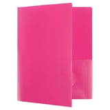 JAM Paper Heavy Duty Plastic Two Pocket Presentation Folders, Fuchsia ...