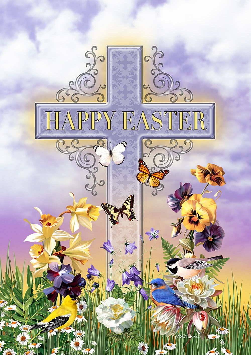 Toland Home Garden Easter Birds religious Easter Flag Double Sided ...